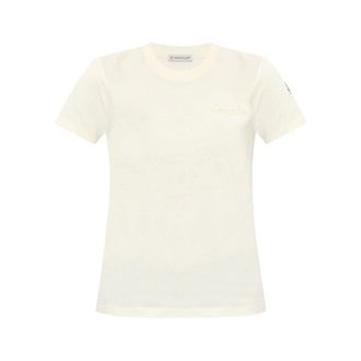 Moncler Logo Patch Baumwoll T-shirt - - Tops - Damen - Wei&szlig; - S