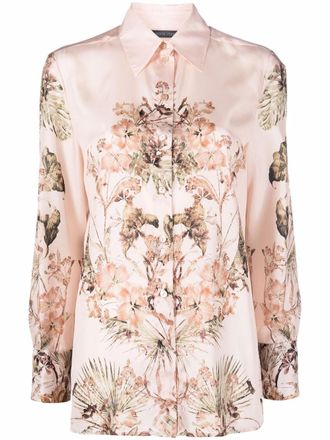 Alberta Ferretti chemise en soie &agrave; fleurs - Rose