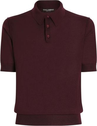 Dolce & Gabbana Homme, Pulls, Rouge, Taille: 2XL Pull Polo en Cachemire Bordeaux