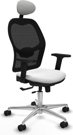 Piqueras y Crespo B&uuml;rostuhl, wei&szlig;, mit 2D-Armen, h&ouml;henverstellbare Lendenwirbelst&uuml;tze und festes Kopfteil, ausgestattet mit Syncro/Traslack und injiziertem Schaumstoff,