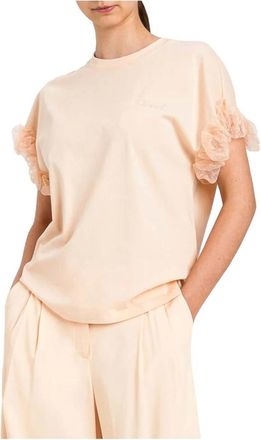 Twinset Femme, Tops, Rose, Taille: 36 FR T-shirt &agrave; col rond avec volant en tulle