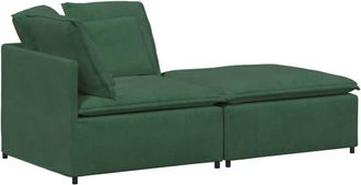 vidaXL Modulares Sofa mit Fu&szlig;hocker Kissen Cordstoff Dunkelgr&uuml;n Vidaxl
