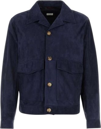 Brunello Cucinelli Homme, Vestes, Bleu, Taille: L Veste en daim