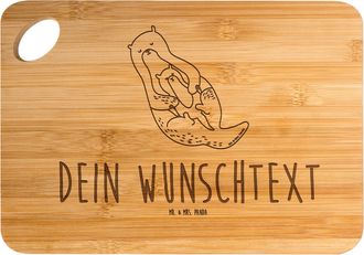 Mr. & Mrs. Panda Personalisiertes Schneidebrett Otter Kind - Personalisierte Geschenke, Baby, Holzbrett Mit Gravur, Holzbrettchen, Mutter, K&uuml;chenbrett, Seeotter, Famil
