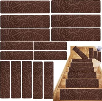 Generico Rutschfeste Treppenstufen: Packung mit 15 St&uuml;ck, selbstklebend, rutschfest, in verschiedenen Gr&ouml;&szlig;en, sichere Traktion f&uuml;r Holz-Innenstufen, Pr&auml;vention