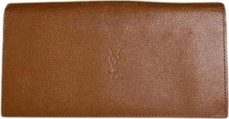 Saint Laurent Portefeuille Pre-owned &agrave; fermoir poussoir - Femme - Pre-owned - Brun - Taille: ONE Size