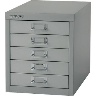 Bisley MultiDrawer(TM), 12er Serie, 5 Schubladen &agrave; H 51 mm, DIN A4, Farbe: Silber