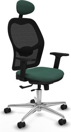 Piqueras y Crespo B&uuml;rostuhl mit 2D-Armen, h&ouml;henverstellbare Lendenwirbelst&uuml;tze und festes Kopfteil, ausgestattet mit Syncro/Traslack und injiziertem Schaum. Schwarz/Fla