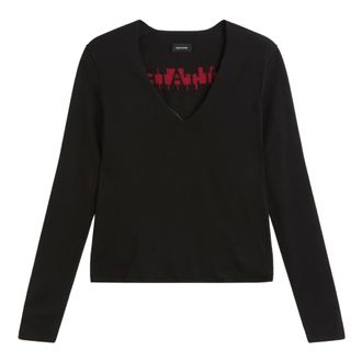 Zadig&Voltaire Femme, Pulls, Noir, Taille: 38 FR Nosfa V-neck Tricots