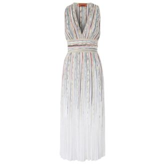 Missoni Femme, Robes, Multicolore, Taille: 34 FR Robe Midi Multicolore Ray&eacute;e &agrave; Col V