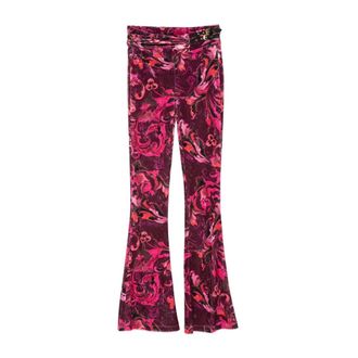 Versace Jeans Couture Femme, Pantalons, Multicolore, Taille: 34 FR Pantalon &Eacute;vas&eacute; en Velours Barocco Porcelain