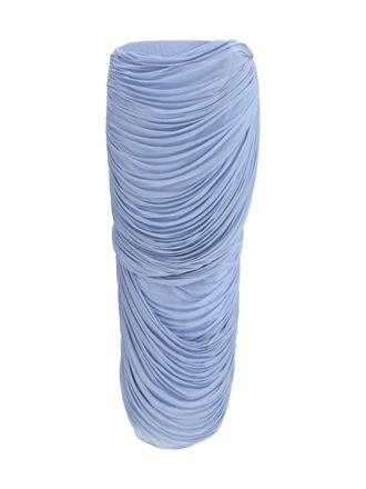 Magda Butrym Womens Skirt Draped Midi Light Blue Cupro