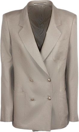 Tagliatore Femme, Vestes, Beige, Taille: 38 FR Linen Double-Breasted Blazer