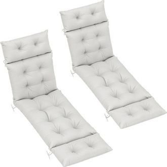 OUTSUNNY Lot de 2 matelas bains de soleil chaises longues style Chesterfield tissu gris clair