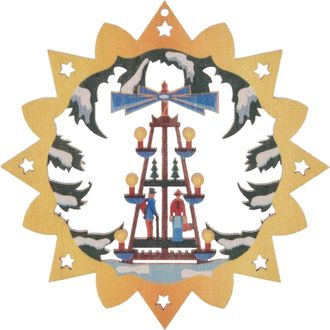 Rudolphs Schatzkiste Baumbehang Pyramide bunt (VE 6) BxH 6x6cm NEU Christbaumschmuck Weihnachtsbaum Erzgebirge