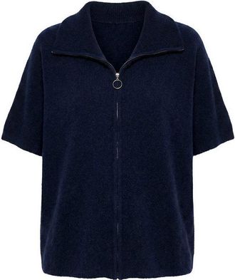 Ulla Popken Strickjacke Strickjacke Troyerkragen Rei&szlig;verschluss Halbarm