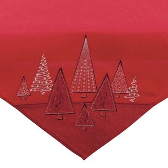 Matches 21 Tischdecke Weihnachten 85x85 cm rot mit Tannenbaum Stick - Tischtuch als Bunte Weihnachts-Deko