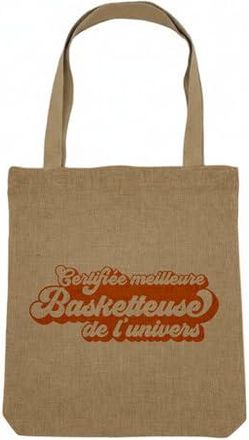 Fabulous Sac Shopping Tote Bag Aspect Lin - Certifi&eacute;e meilleure Basketteuse de lunivers Basketball Sport - Sac de Courses Toile Epaisse 360g Beige Naturel Caba