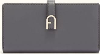 Furla Flow Klassisches Portemonnaie Soil Dunkelgrau Claris Lux-kalbsleder Mit Intarsie Damen