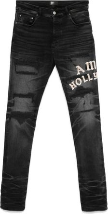 Amiri Homme, Jeans, Noir, Taille: W30 Jean Noir avec Logo Ripped