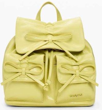Desigual Kleiner Rucksack in gl&auml;nzendem Gr&uuml;n mit Schleifendetail