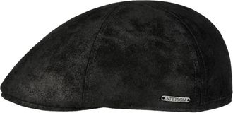 Stetson Texas Pigskin Leder Schieberm&uuml;tze Herren Lederm&uuml;tze mit Baumwollfutter Flat Cap Sommer Winter schwarz XXL (62-63 cm)