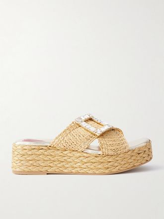 Roger Vivier Mules Plates-formes En Raphia À Ornements 60 - Neutres