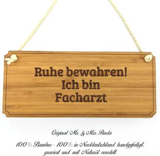 Mr. & Mrs. Panda Türschild Facharzt - Geschenk, Schild, Holztafel, Landhaus, Geschenkidee, Shabby, Holzschild, Küchenschild, Wandschild, Graviert, Diplom