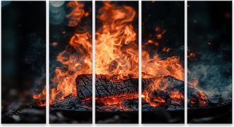 Islandburner Bild auf Leinwand Flammendes Holz im Lagerfeuer für Wohnzimmer Naturliebhaber Outdoor-Geschäft Bilder Wandbilder Poster