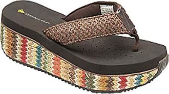 Dunlop Tongs compensées pour femme en raphia Taille 36-42 - Marron - Marron 590, 40 EU