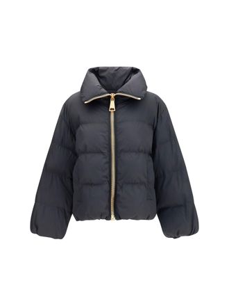 Balmain Womens Jacket Padded High-Neck Black Viscose Coat