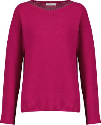 Majestic Filatures Pull Col Bateau Laine Cachemire Grenat