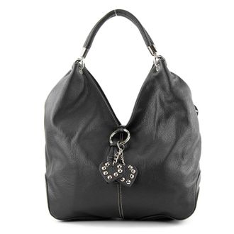 modamoda.de ital Handtasche Shopper Schultertasche Leder 330, Schwarz, siehe Beschreibung