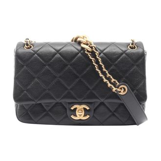 Chanel Pre-owned Vintage Lammfell gesteppte Flap Bag mit Kettenriemen - - Pre-owned - Damen - Schwarzk - ONE SIZE