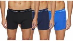 Calvin Klein Homme Boxer Lot De 3 Cale&ccedil;on sous-V&ecirc;tement, Multicolore (C-Black/Blu/Blu), S