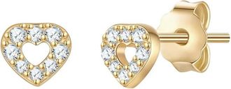 Glanzst&uuml;cke M&uuml;nchen Ohrringe - Sterling Silber Ohrstecker Herz - Gr. unisize - in Gold - f&uuml;r Damen