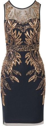 Adrianna Papell Abendkleid Beaded Short Dress Handgefertigtes, schickes Etuikleid mit transparenten Eins&auml;tzen