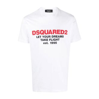 Dsquared2 Homme, Tops, Blanc, Taille: L T-Shirt Imprim&eacute; Logo