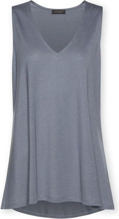 Elena Miro Femme, Tops, Gris, Taille: 48 FR Top en lyocell m&eacute;lang&eacute; &agrave; col en V