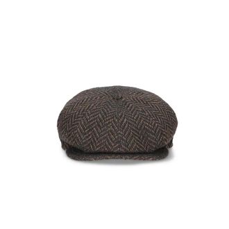 Borsalino Femme, Accessoires, Brun, Taille: 59 CM Casquette marron et bleue à 8 pans