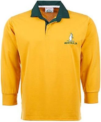 ACTIVEWEAR Polo de rugby &agrave; manches longues avec logo australien brod&eacute; - Taille S &agrave; 5XL - Dor&eacute;, dor&eacute;, XXL