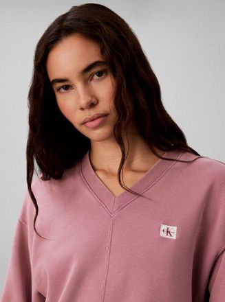 Calvin Klein Sweatshirt WOVEN LABEL TERRY V-NECK Regular fit mit V-Ausschnitt