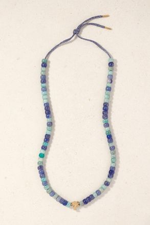 Carolina Bucci La Palma Forte Kette Mit Amazoniten, Blauen Achaten Und Details Aus 18 Karat Gold