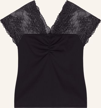 Maje Top Mit Spitze schwarz
