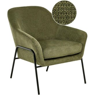 Beliani Sessel Grün Stoff Metallgestell Schwarz Modernes Design Loungesessel Clubsessel Stoffsessel für Wohnzimmer Schlafzimmer Flur