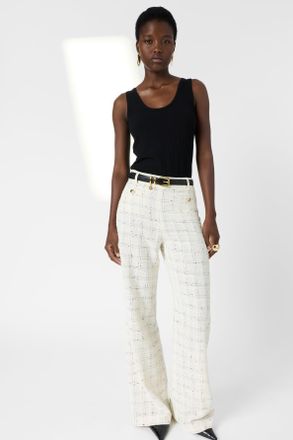 Gerard Darel Pantalon large en tweed - ARIELA - Ecru