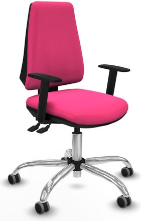 Piqueras y Crespo Elche Oppositorstuhl mit 1D-Armlehnen, ausgestattet mit Asincro und Schneidschaum, Rollen 65 mm, Parkett, Rosa