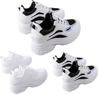 Generic Chaussures de sport &eacute;paisses pour femme - Chaussures d&eacute;contract&eacute;es &agrave; lacets confortables - Baskets compens&eacute;es - Chaussures de marche antid&eacute;rapantes et