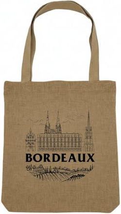 Fabulous Sac Shopping Tote Bag Aspect Lin - Bordeaux Minimalist Ville France Vin Voyage - Sac de Courses Toile Epaisse 360g Beige Naturel Cabas Port&eacute; Epaule So
