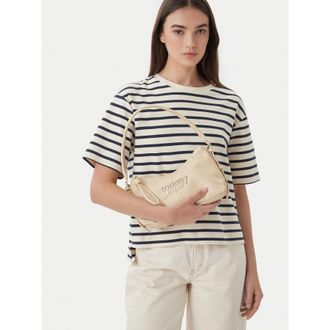 Tommy Jeans Handtasche Tommy Jeans Metal Logo Shoulder Bag AW0AW18468 Creme